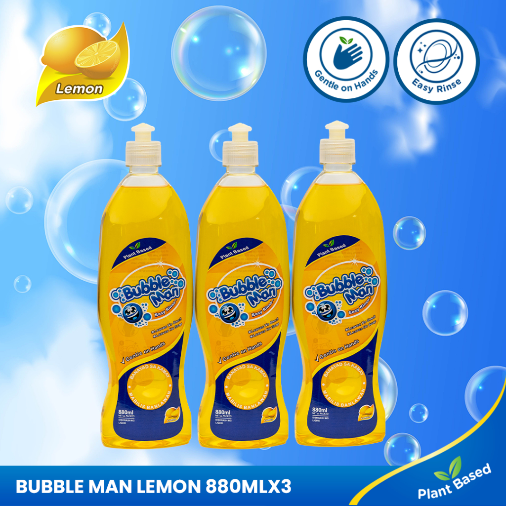 Bubble Man Dishwashing Liquid - Lemon 880ml x 3 | Shopee Philippines