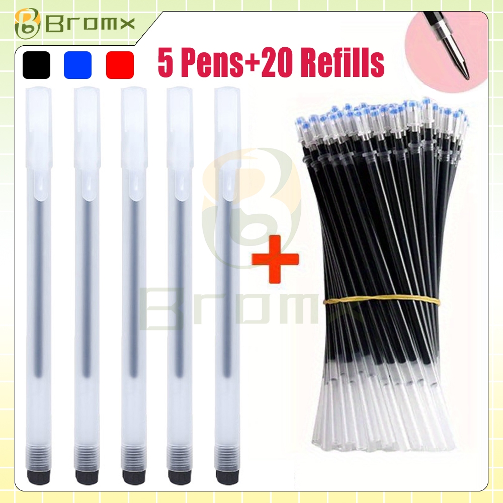 5 Pen + 20 Refill Muji Style Ballpen Set Gel Pens Ball Pen Black Sign ...
