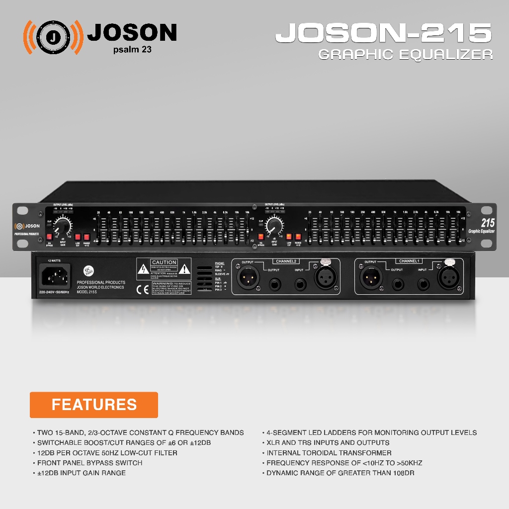 Joson 215 Professional 2 Series Graphic Equalizer (Black) | Shopee ...