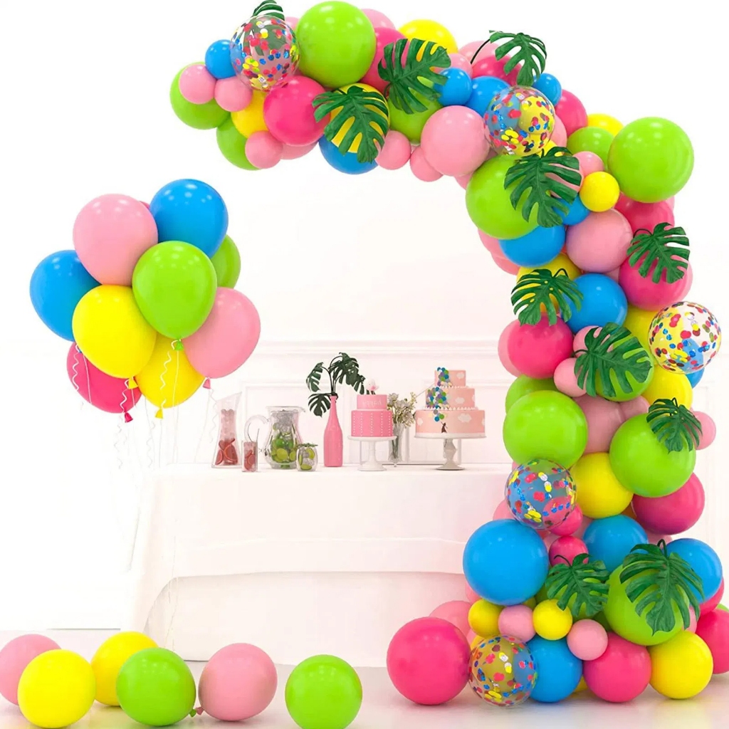 Balloons Arch Stand Sparkle Tropical Hawaii Theme Backdrop Girls & Boys ...