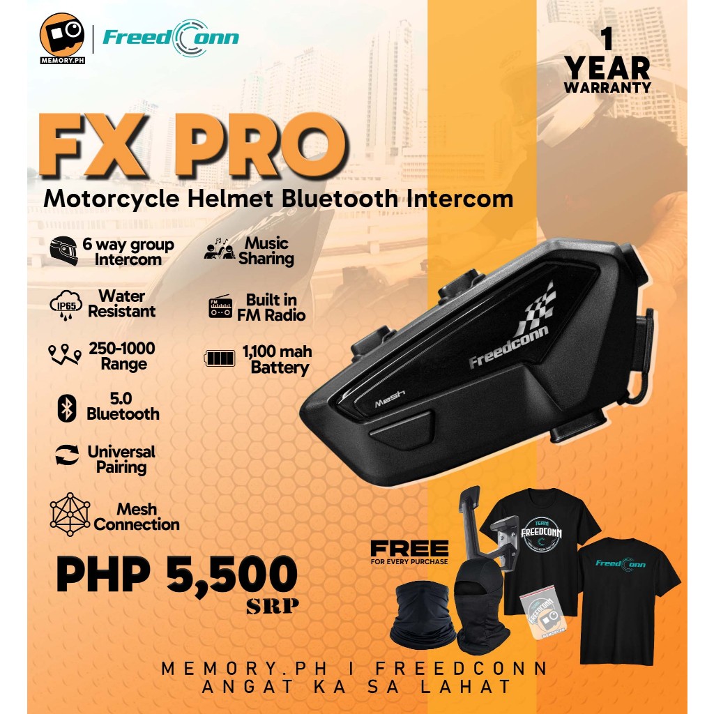 Freedconn FX PRO Motorcycle Bluetooth Intercom with Mesh Connection ...