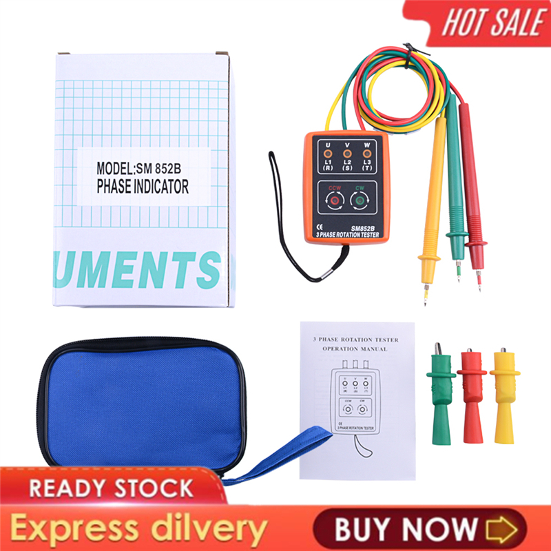 SM852B Phase Meter with 3 Phase Rotation Sequence Tester with Buzzer ...