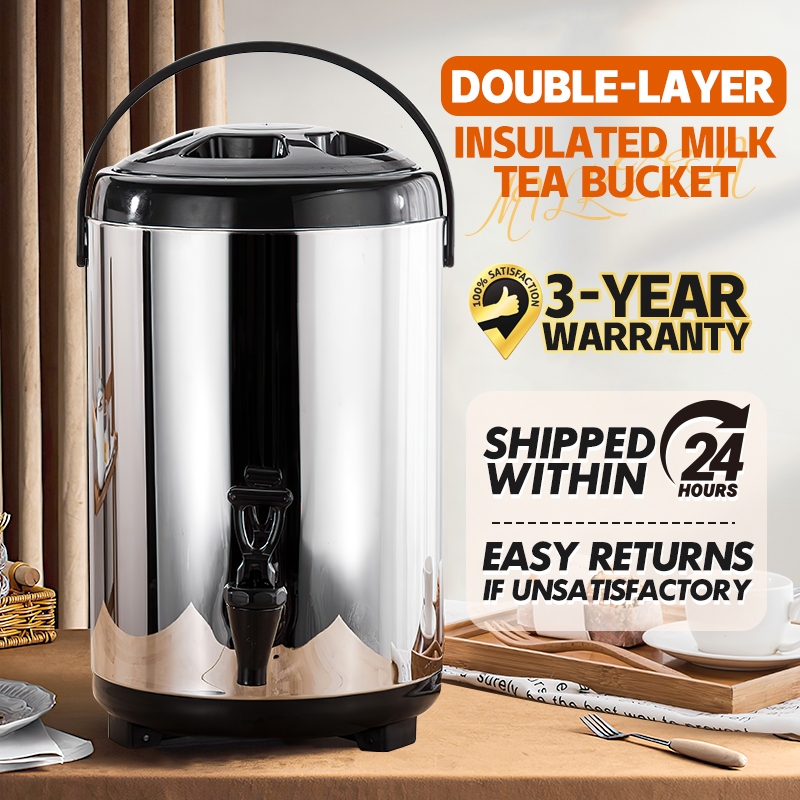 6L-12L Milk Tea Bucket With Faucet Barrel Water Jug Stainless Thermos ...
