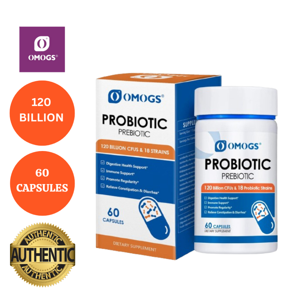 OMOGS PROBIOTICS 120 BILLION CFU 18 STRAIN 3 PREBIOTICS 60 CAPSULES FOR ...