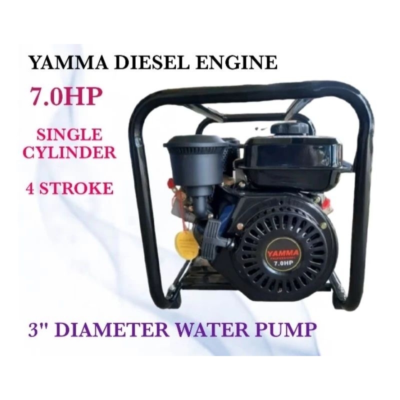 YAMMA 7HP 168FD 3X3 WATER PUMP AIR-COOLED DIESEL ENGINE | Shopee ...