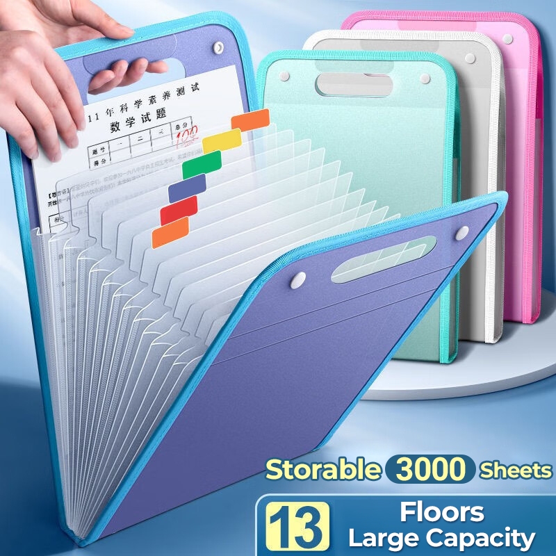 A4 Folder File Organizer Handbag Expanding File Folder Book 13 layer ...