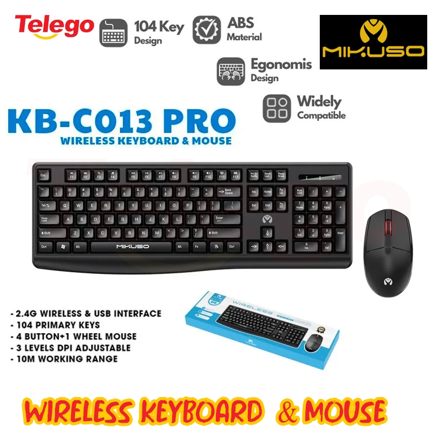 MIKUSO KB-CO13 PRO 2.4GHz Wireless Keyboard And Mouse Set With USB ...