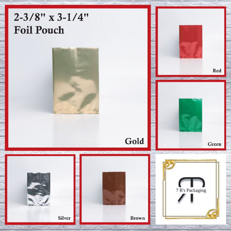 100 pcs. 2⅜" x 3¼" Foil Pouch FP2H ( for Brownies, Buttersotch, Bars ...