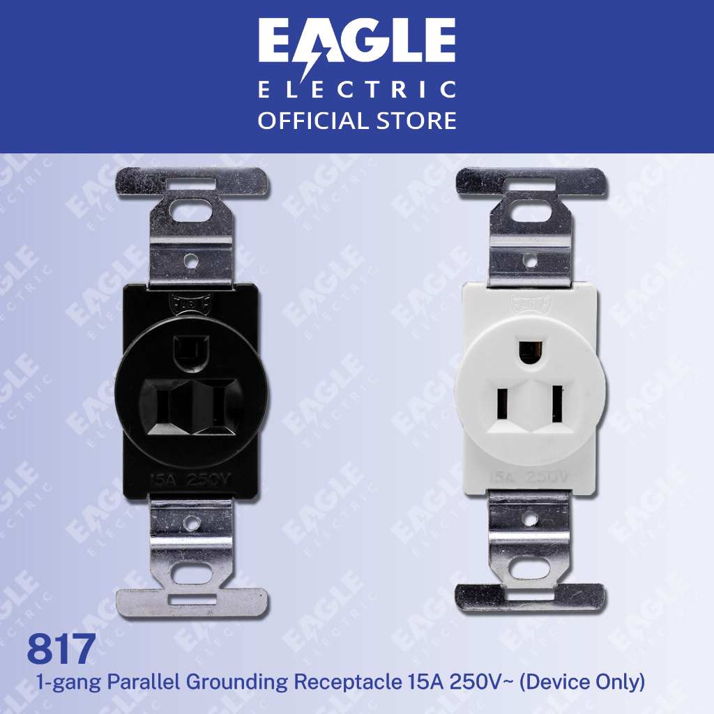 EAGLE 817 1-gang Parallel Grounding Receptacle (Device Only) 15A 250V ...