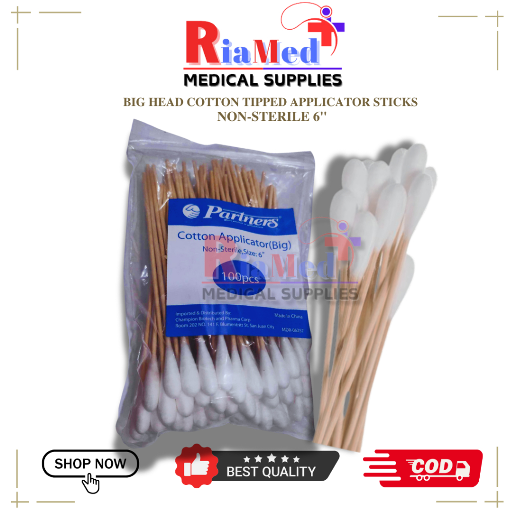 Big Head Cotton Tipped Applicator Sticks Non-Sterile 6" | Shopee ...