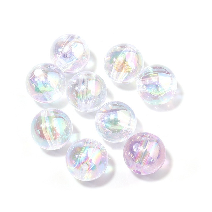 100/50Pcs 6/8mm Transparent UV Color-Plated Acrylic Beads Shiny Round ...