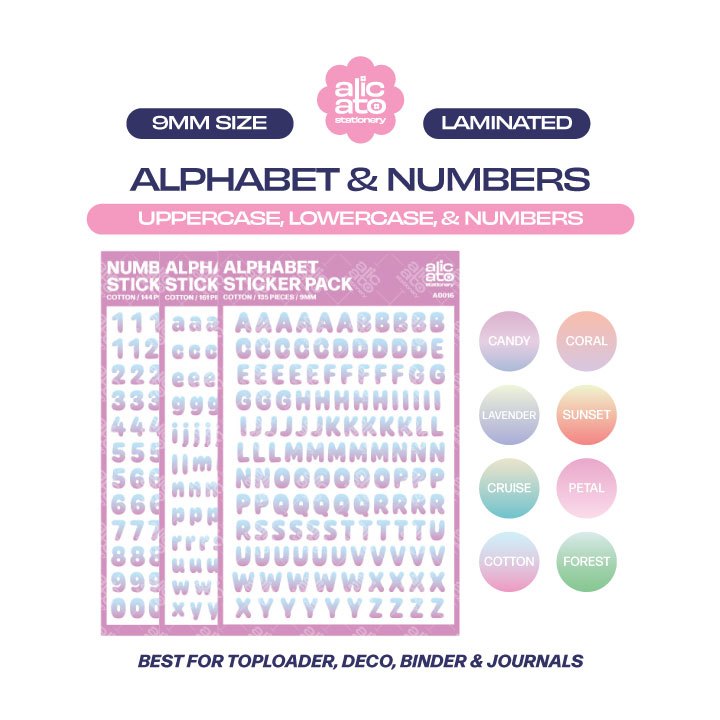 Gradient Series Letter Number Sticker Set | Kpop Planner DIY Toploader ...