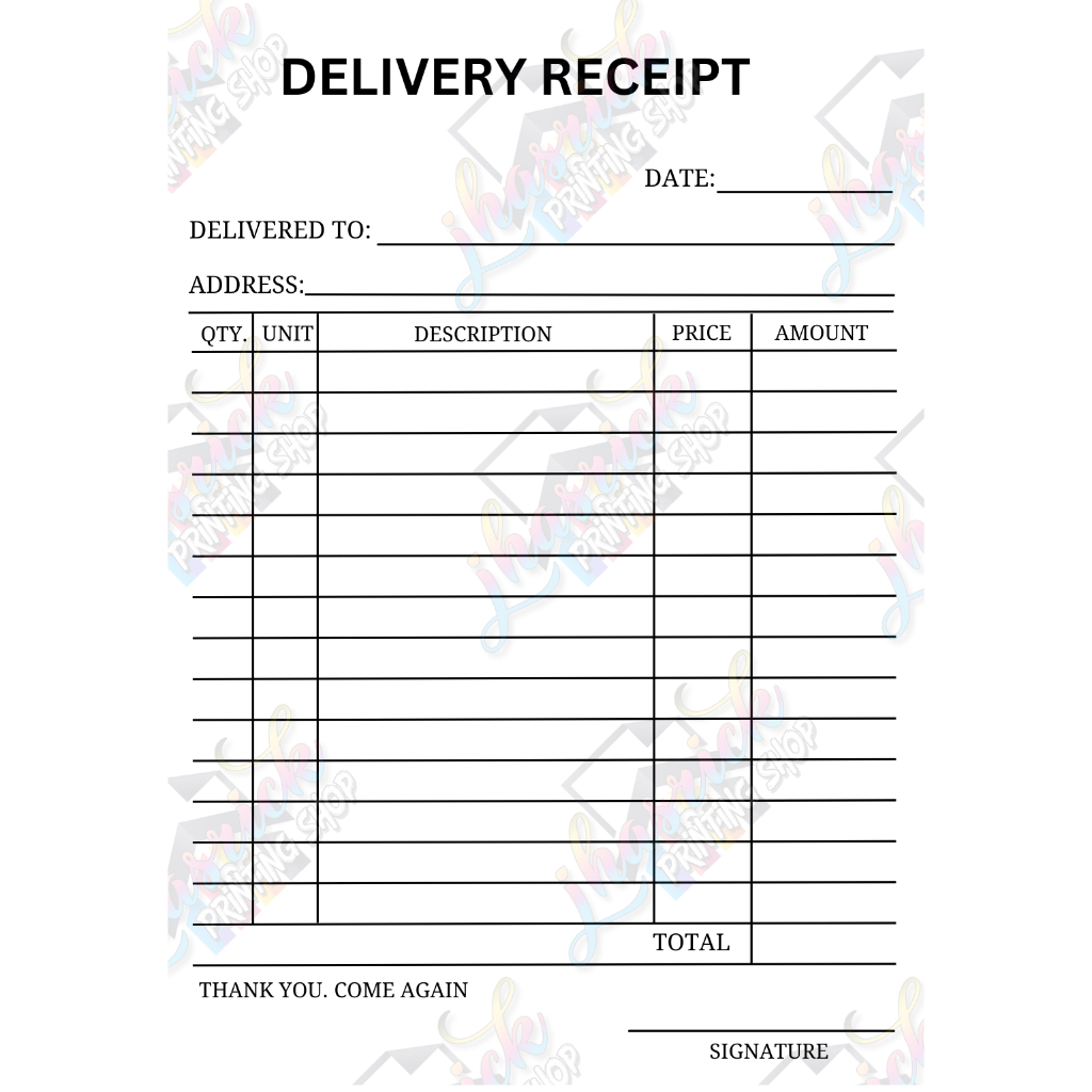 DELIVERY RECEIPT | CUSTOMIZED | GENERIC DELIVERY RECEIPTS (2PLY) (3PLY ...