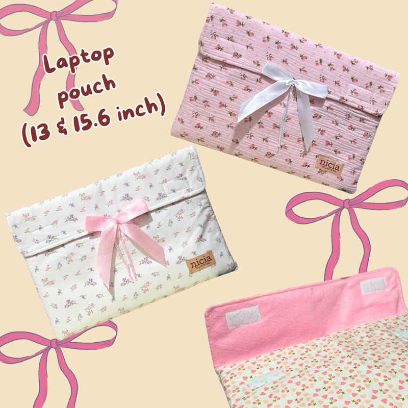 Laptop pouch 13/14 and 15.6 inch laptop sleeve coquette laptop ribbon ...