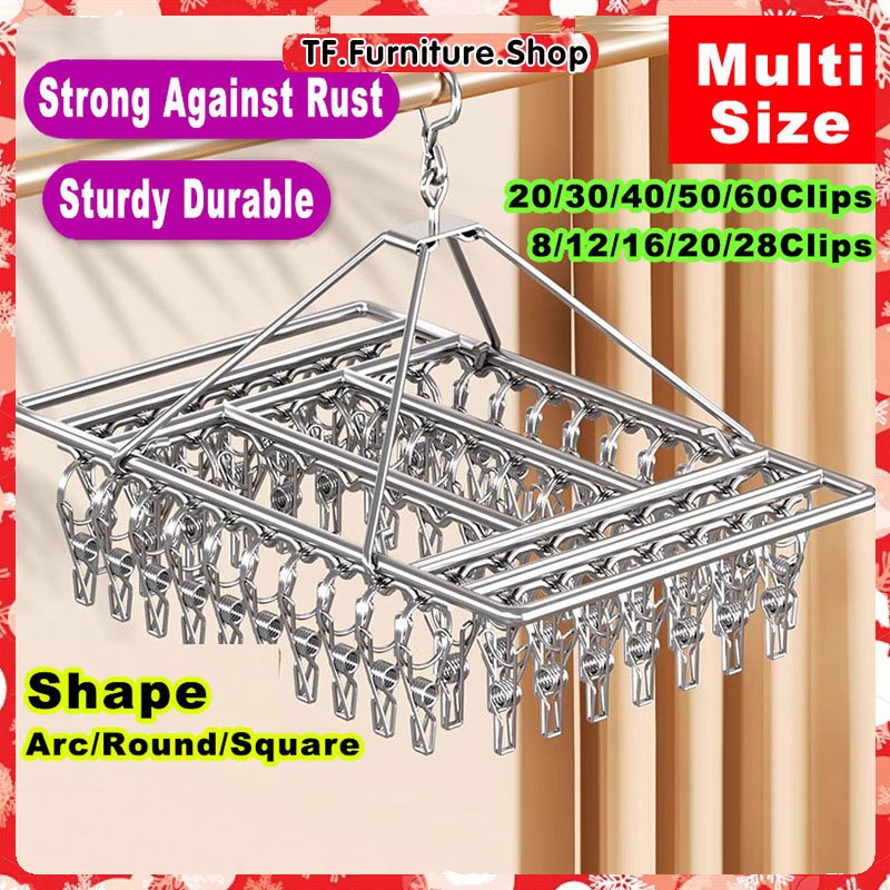 Stainless Steel Clothes Hanger Multi Clip Drying Socks Household ...