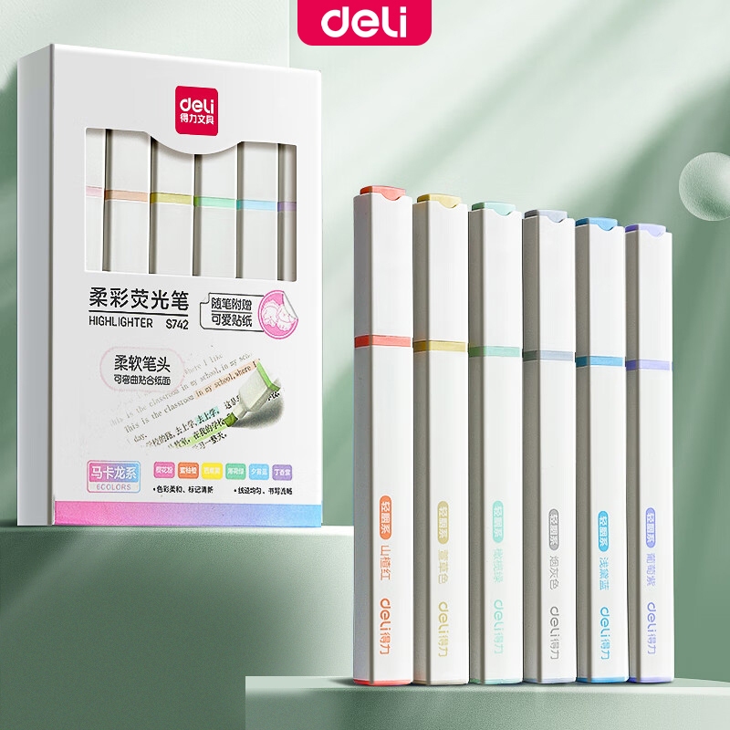 Deli 6 Color Highlighter Pen Set Pastel Marker Set Painting Supplies ...