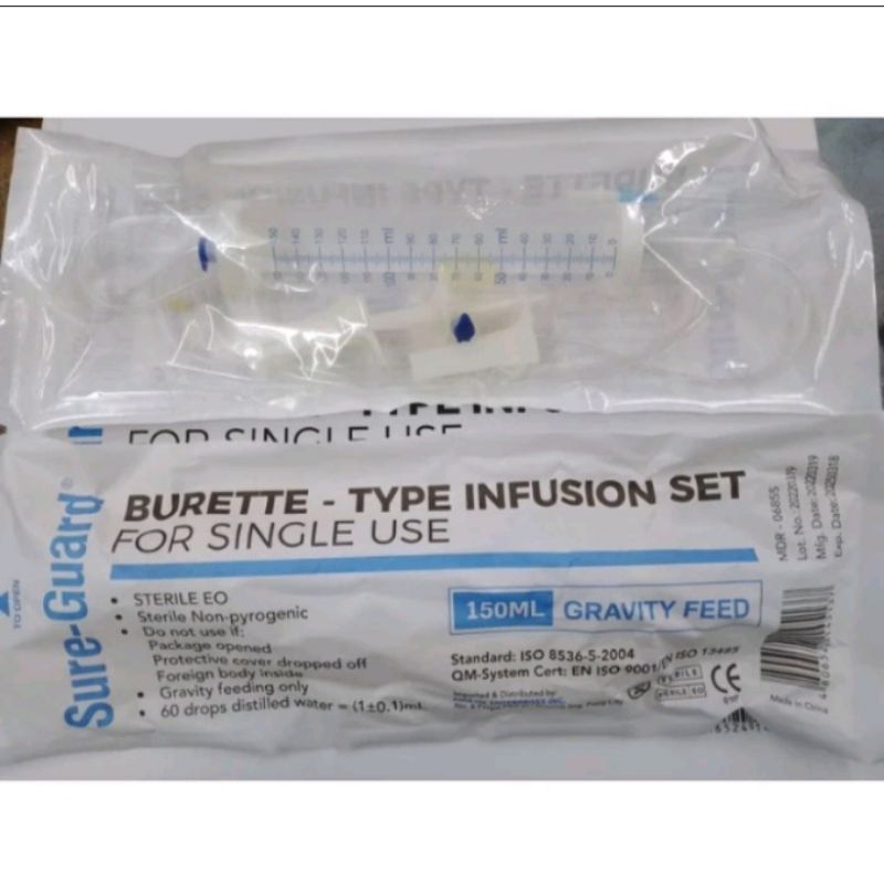 SURE-GUARD BURETTE-TYPE INFUSIOM SET SOLUSET 150ML | Shopee Philippines