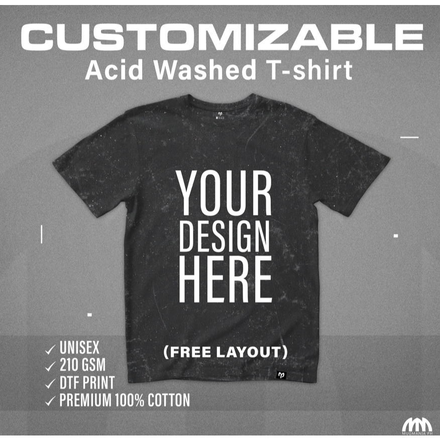 Customized Acid Washed Tshirt - DTF Print - Oversized Shirt - Unisex ...