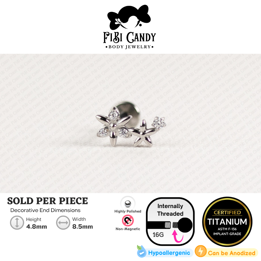 FiBiCandy FIBIITL103 Ritsu 16G ASTM F136 Implant Grade Titanium Flower ...