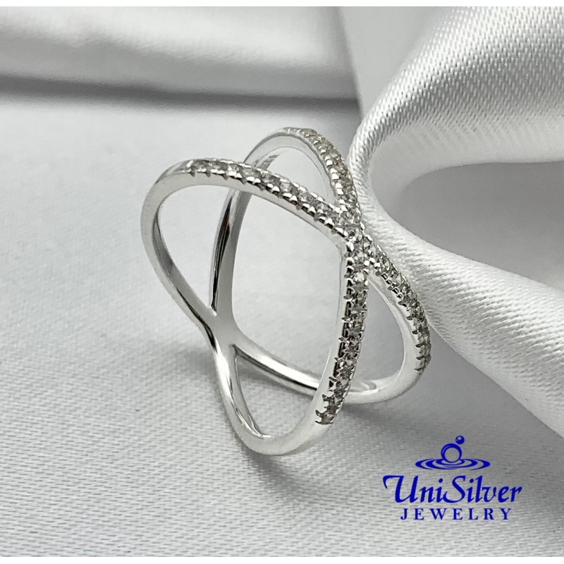 Unisilver 925 Sterling Silver Crisscross Ring (RS462-1001) | Shopee ...