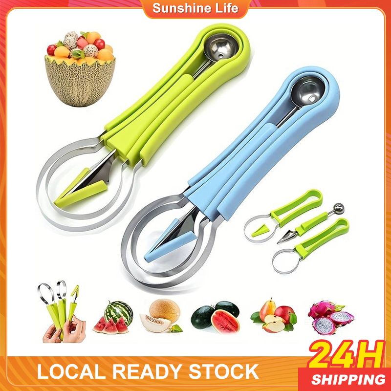 Stainless Steel Fruit Ball Digger Set, Melon Scoop Watermelon Shape ...