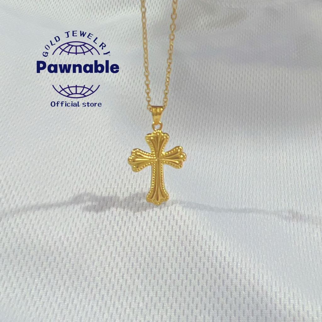 Pawnable Authentic 18k Saudi Gold Open Back Cross Pendant unisex ...