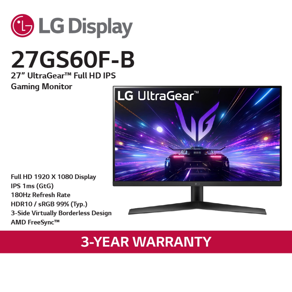 LG 27GS60F-B UltraGear 27" Gaming Monitor for PC Gaming, Home Gaming ...