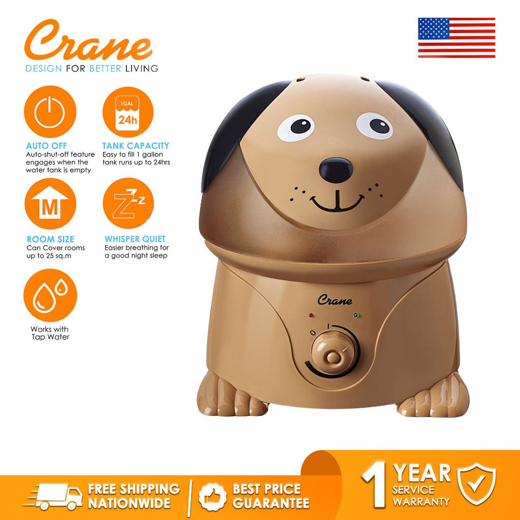 Crane Adorable Cool Mist Humidifier Cocoa The Dog for Cough, Colds, Flu ...