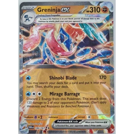 Pokemon TCG Greninja Ex 106/167 Twilight Masquerade TWM Full Art Double ...