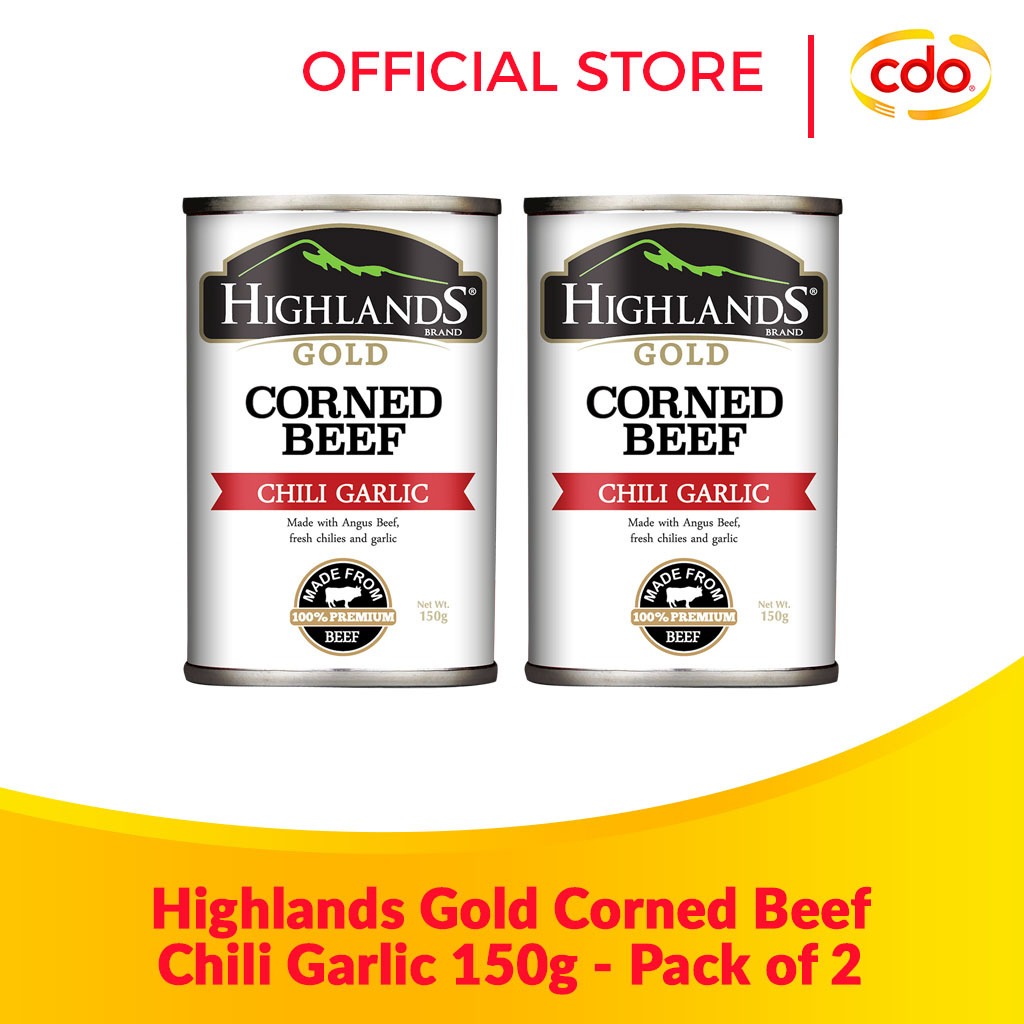HIGHLANDS Gold Corned Beef Chili Garlic 150g Pack of 2 | Shopee Philippines