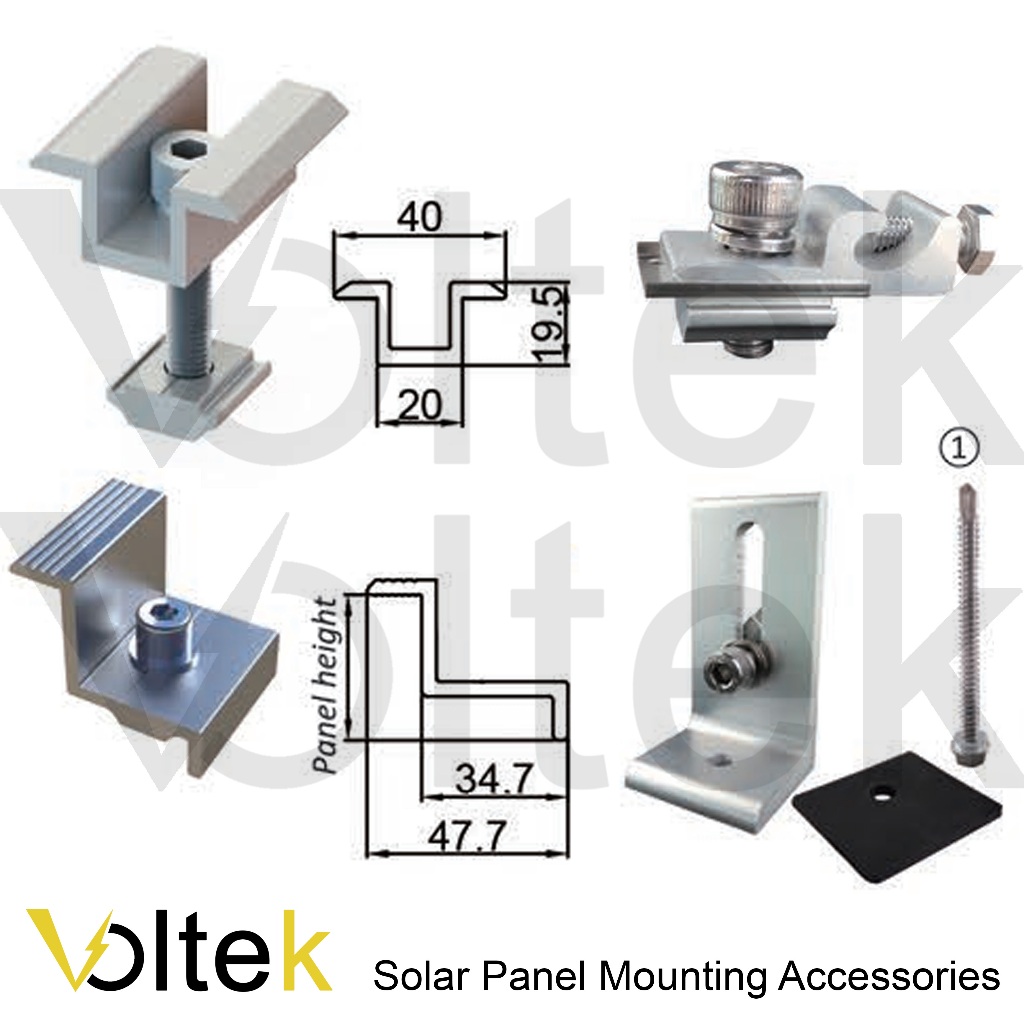 Solar Panel Mounting Accessories mid clamp end clamp grounding lug L ...
