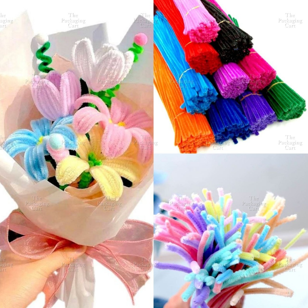 Colorful Dense Fuzzy Wire Pipe Flower Chenille Stem Arts and Craft DIY ...