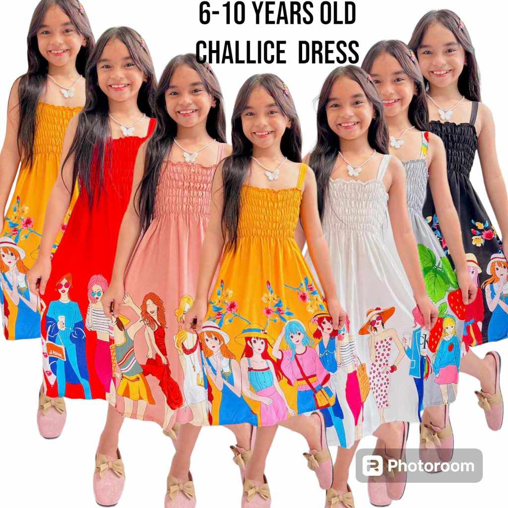 KIDS CASUAL CHALLICE SMOCKING SLEEVELESS DRESS FOR GIRLS 6-10 YEARS OLD ...