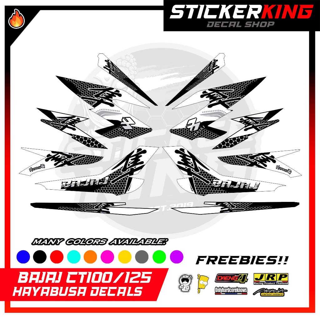 BAJAJ CT 100 CT 125 HAYABUSA DECALS WITH FREEBIES | Shopee Philippines