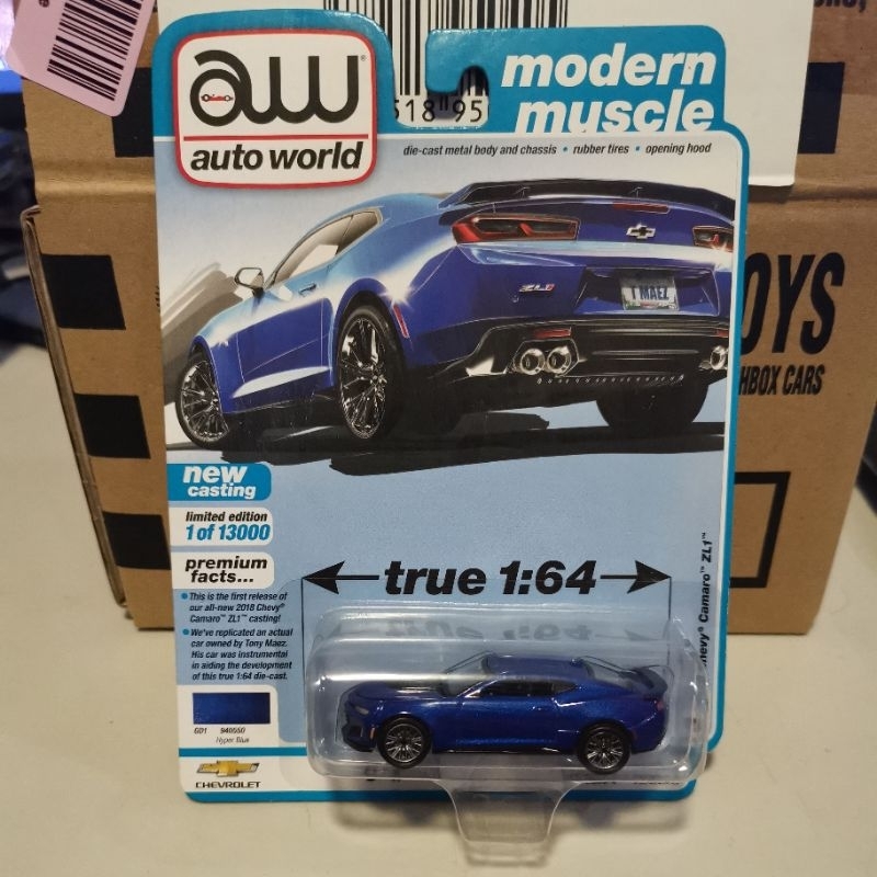 Auto World Modern Muscle Hyper Blue 2018 Chevy Camaro ZL1 | Shopee ...