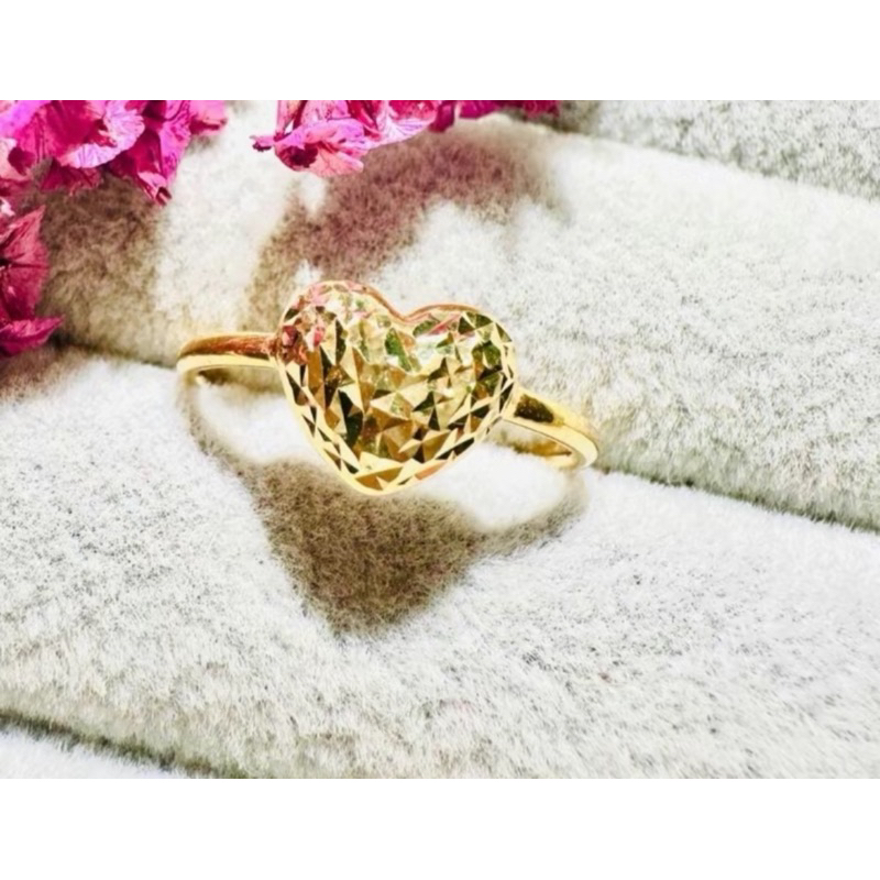 PAWNABLE 18K Saudi Gold Lightweight Heart Dia Cut Ring(Open back Heart ...