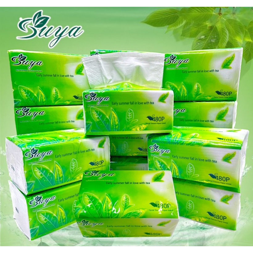 480 sheets 1pack (8pcs) SUYA Organic green tea Facial Tissue 4 ply ...