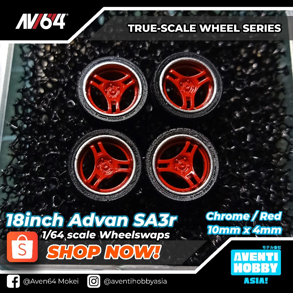 1/64 Wheelswap Advan SA3R CHROME / RED ( 10mm x 4mm ) | Shopee Philippines