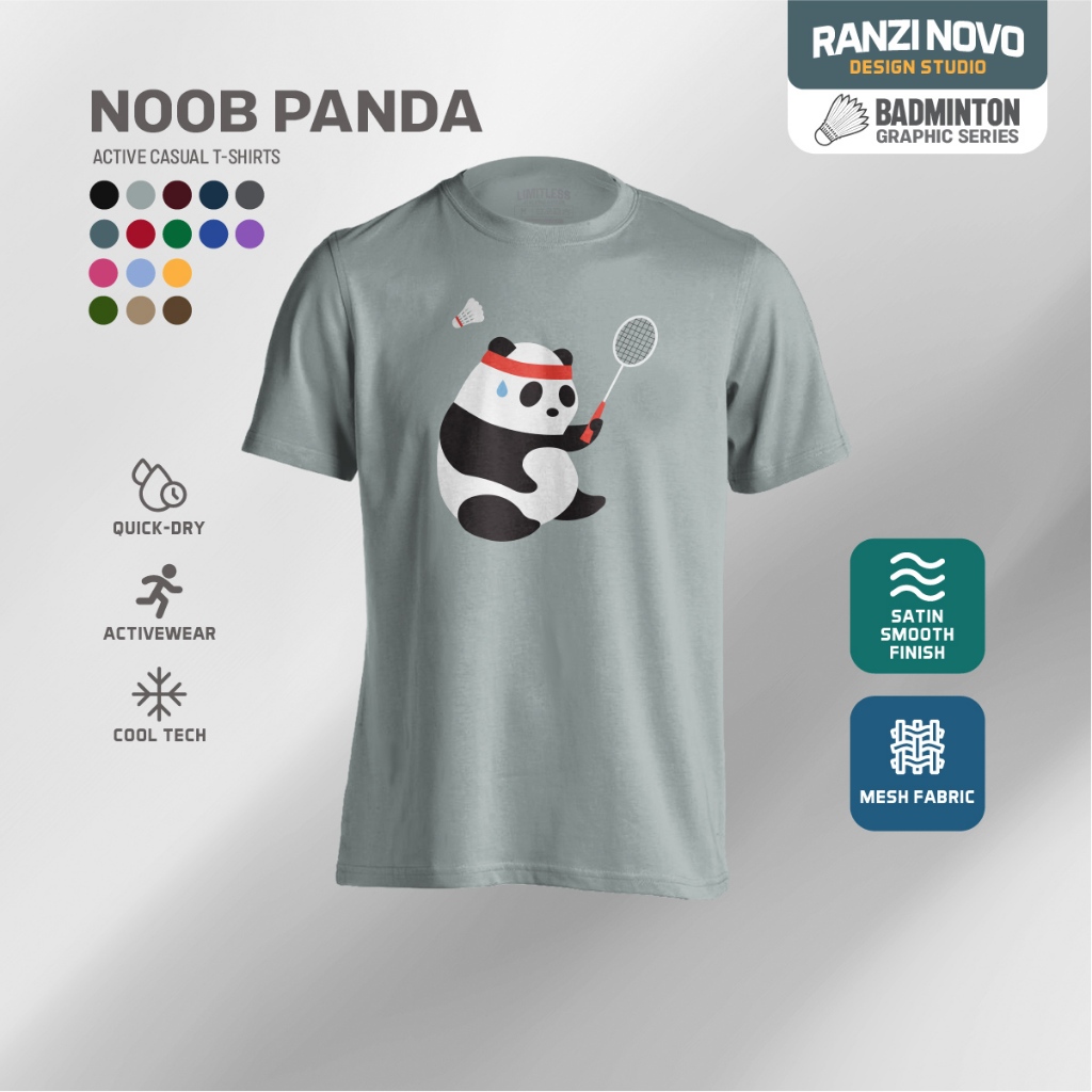 Noob Panda Badminton - Drifit T-Shirt Activewear for Sports Pickleball ...