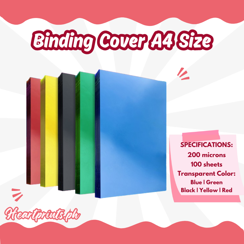 200MIC PVC BINDING COVER A4 SIZE / Transparent BLUE | RED | YELLOW ...