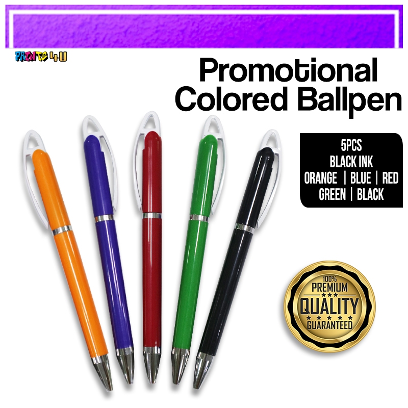 5pcs Colored Ballpen Push Type 0.5mm Line Weight Ballpoint Ball Pen ...