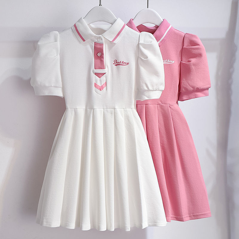 Girls' White Graduation Dress with Puff Sleeves | Casual & Formal Polo ...