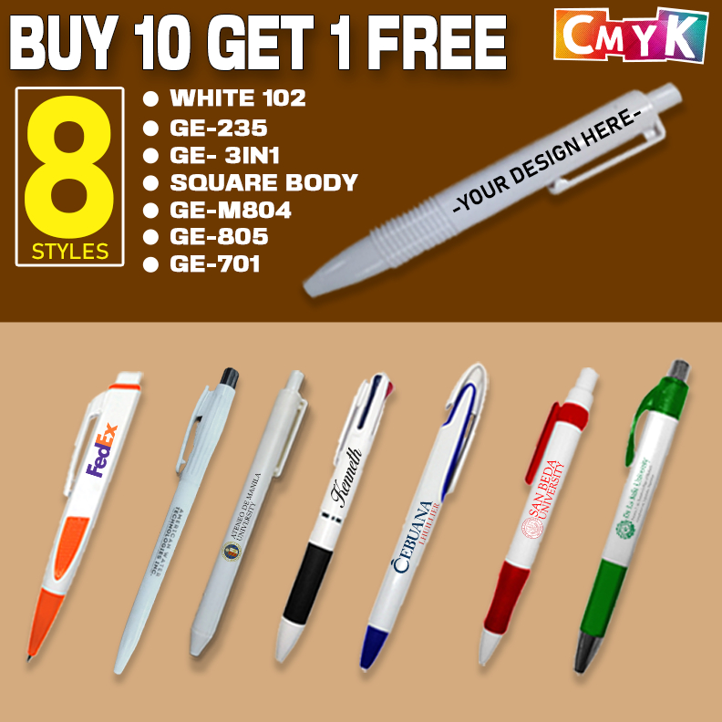 CMYK Customized/Personalized White ballpen name logo 8 style Min. 10 ...