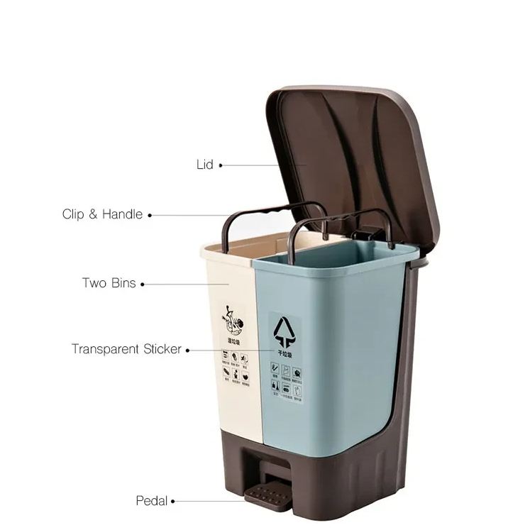 Wet and Dry Kitchen Trash Waste Garbage Segregation Trash Can Bin With ...