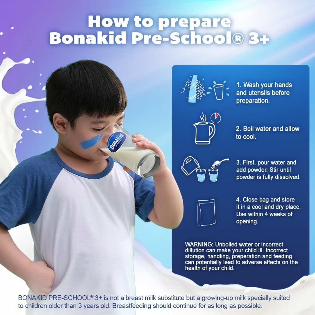 BONAKID PRESCHOOL 3+ Stage 4 Powdered Milk Drink for Pre-Schoolers 3 to ...