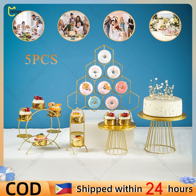 5PCS Wedding Cake Stand Dessert Stand Set Decoration Set Buffet Cold ...