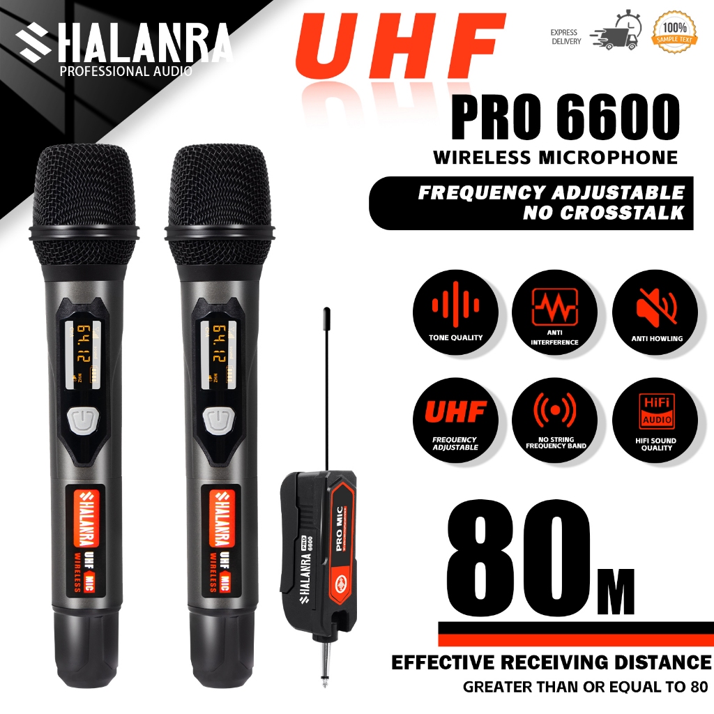 PRO6600 UHF wireless microphone with adjustable frequency, high ...