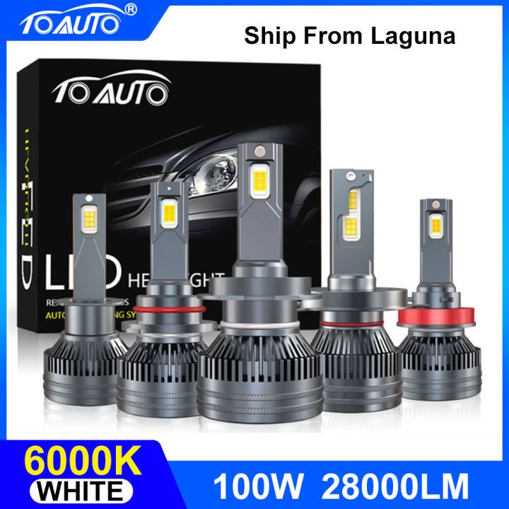 (CLEARANCE)TOAUTO 2PCS Car LED Headlight H1/H7/H11 100W 28000LM White ...