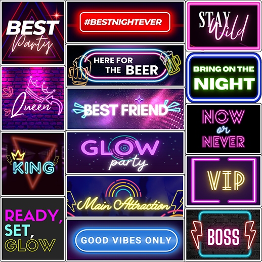 Neon Photobooth Props Big and small size available in 3mm sintraboard ...