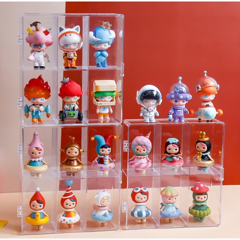 6-grid acrylic dustproof display doll toy storage rack doll storage box ...